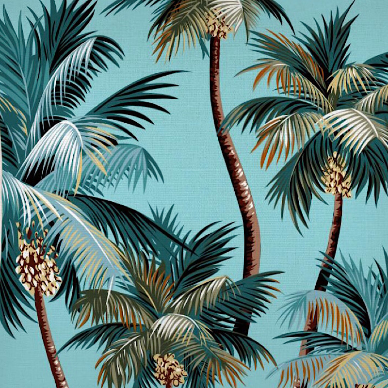 Palm tree in-outdoor fabric, cotton canvas per yard - Tres Noosa